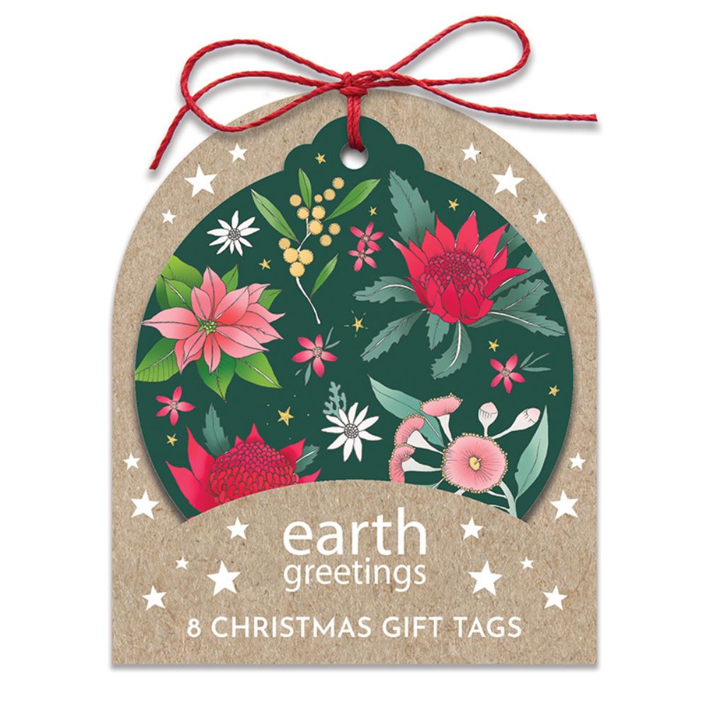 Buy Earth Greetings Christmas Gift Tags - Festive Floral 8pk Online
