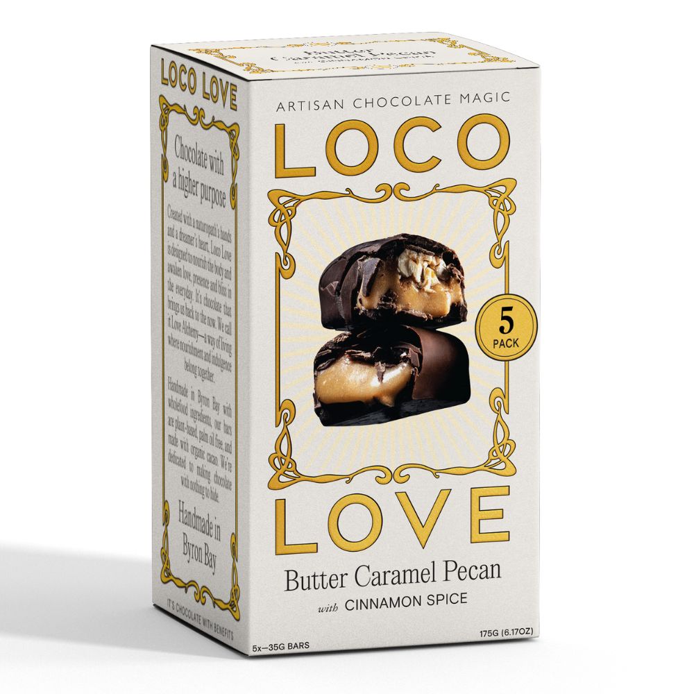 Loco Love Butter Caramel Pecan Vegan Chocolate - 5 Pack 175g